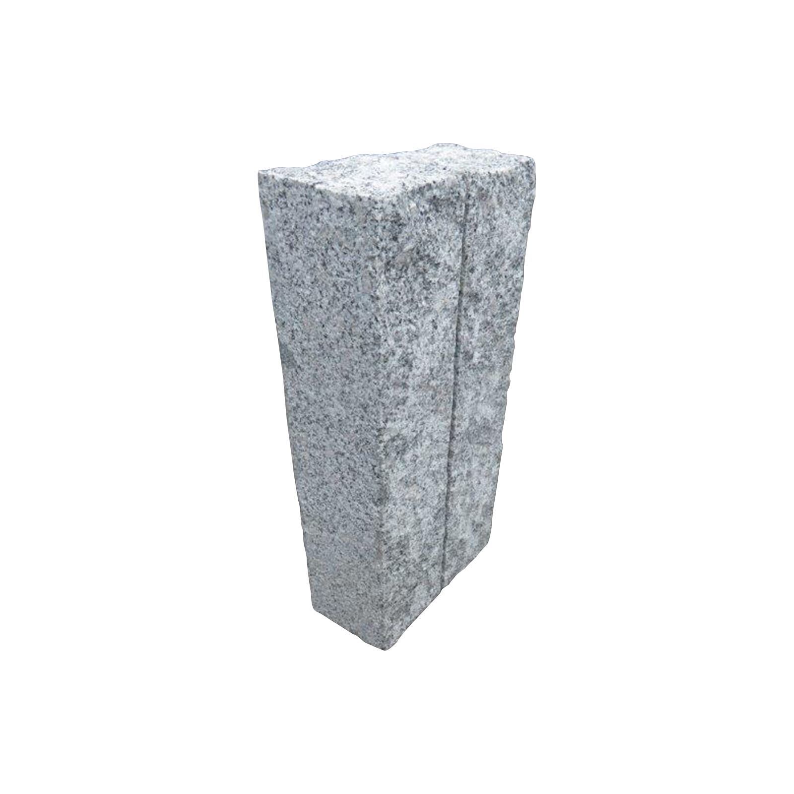 Granit DUO-Palisaden, grau, 12x12 cm, 2 Seiten gestockt, Rest gespitzt